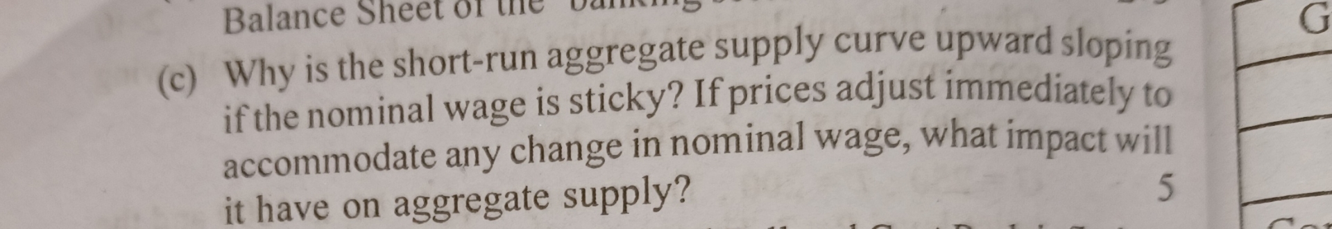 Solved (c) ﻿Why is the short-run aggregate supply curve | Chegg.com
