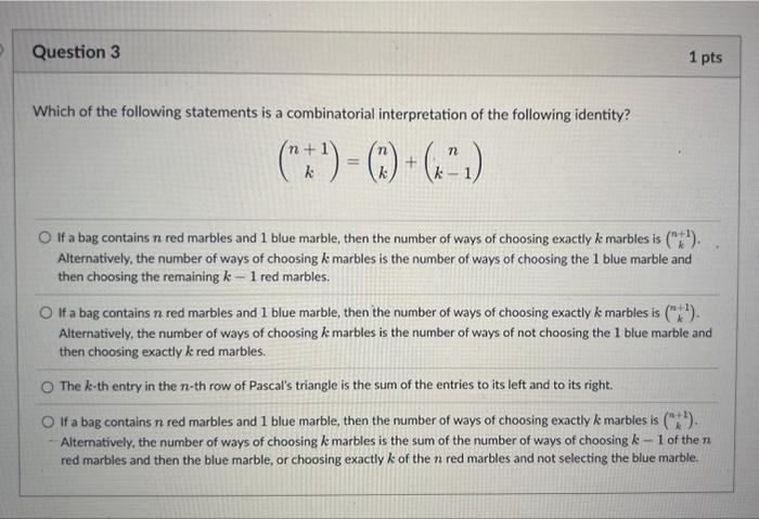 Solved Which of the following statements is a combinatorial | Chegg.com