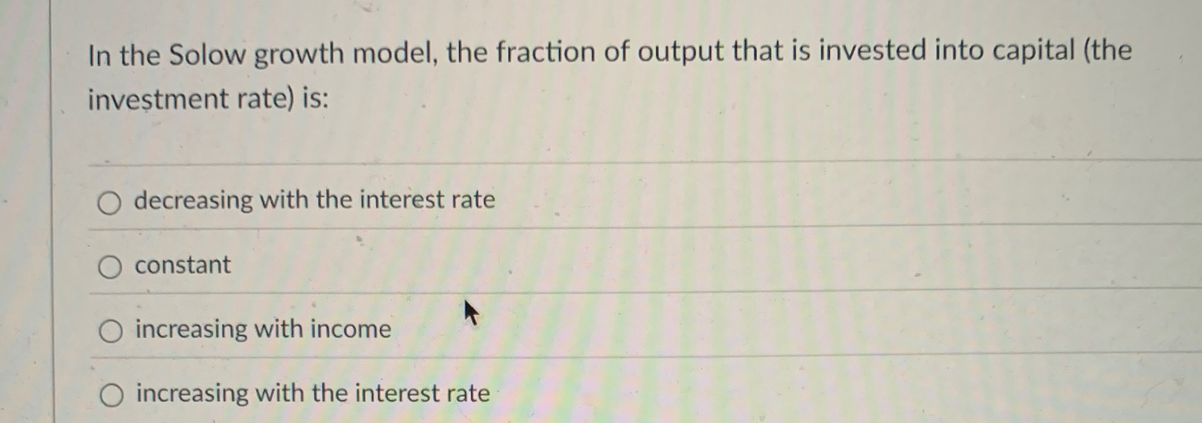 Solved In the Solow growth model, the fraction of output | Chegg.com