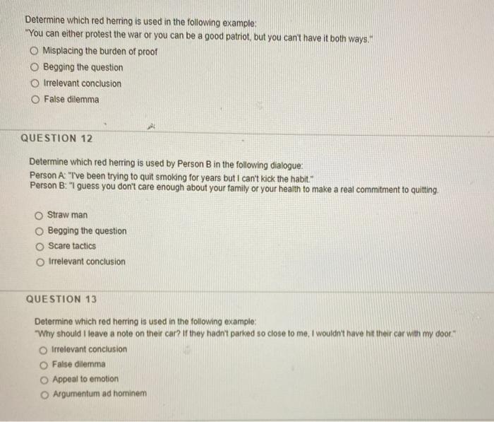 Solved Determine which red herring is used in the following | Chegg.com