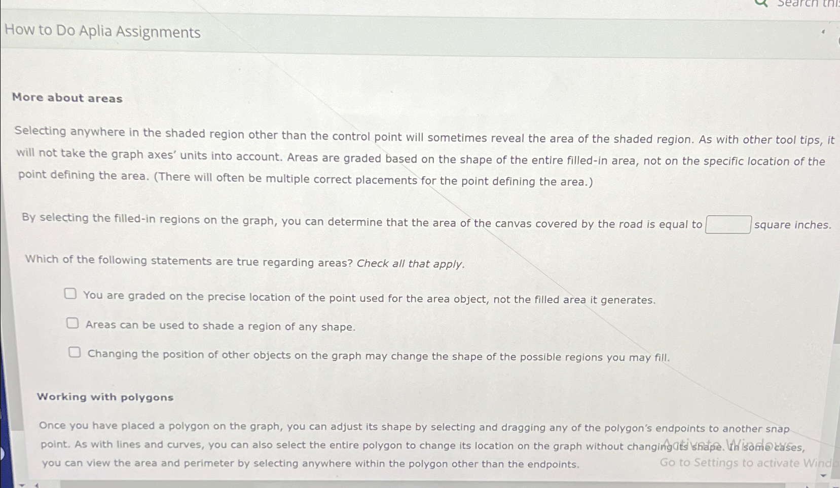 How to Do Aplia AssignmentsMore about areasSelecting | Chegg.com