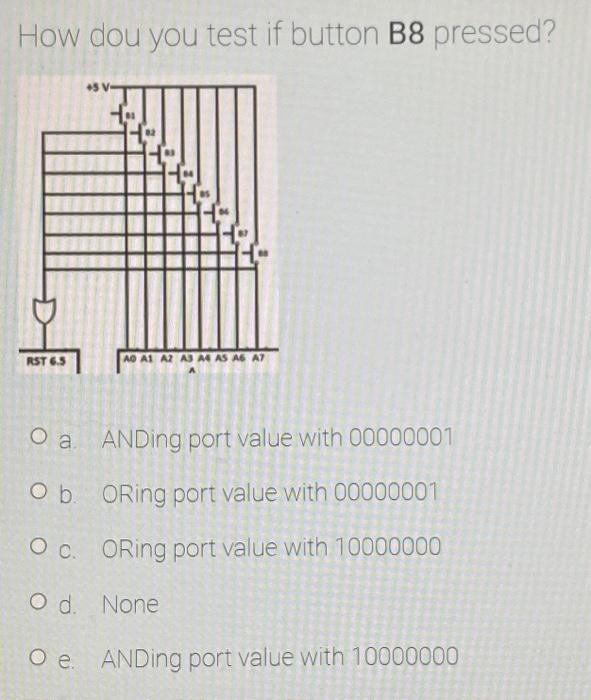 Solved How dou you test if button B8 pressed? a. ANDing port | Chegg.com