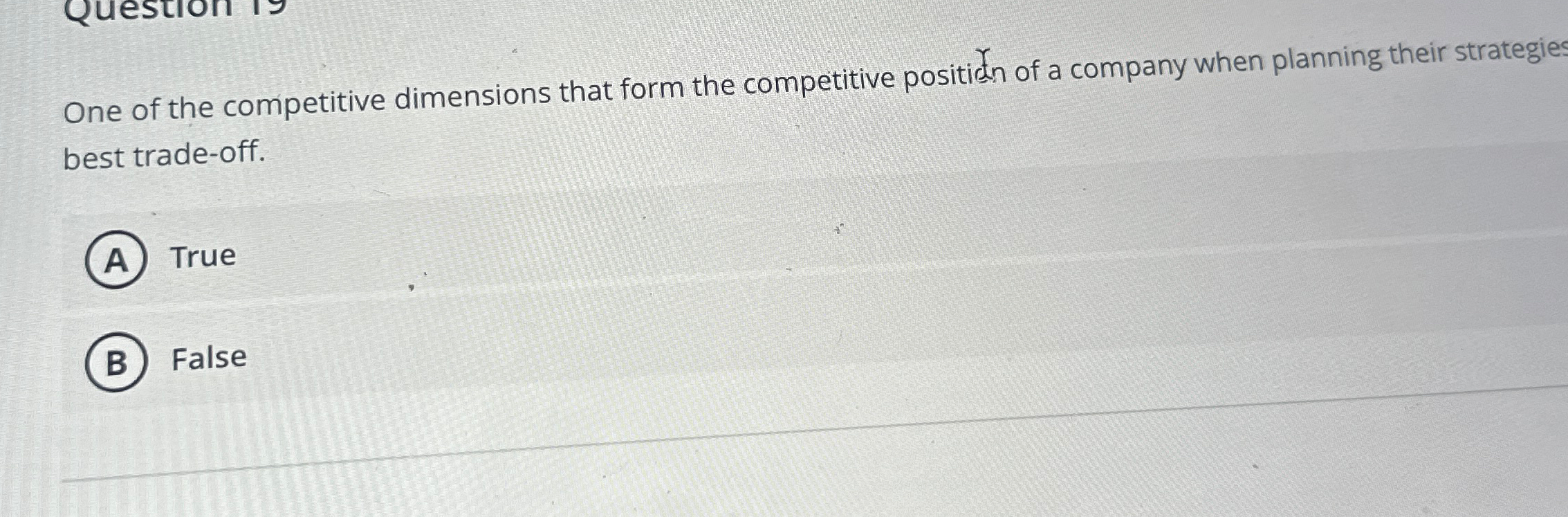 Solved One of the competitive dimensions that form the | Chegg.com
