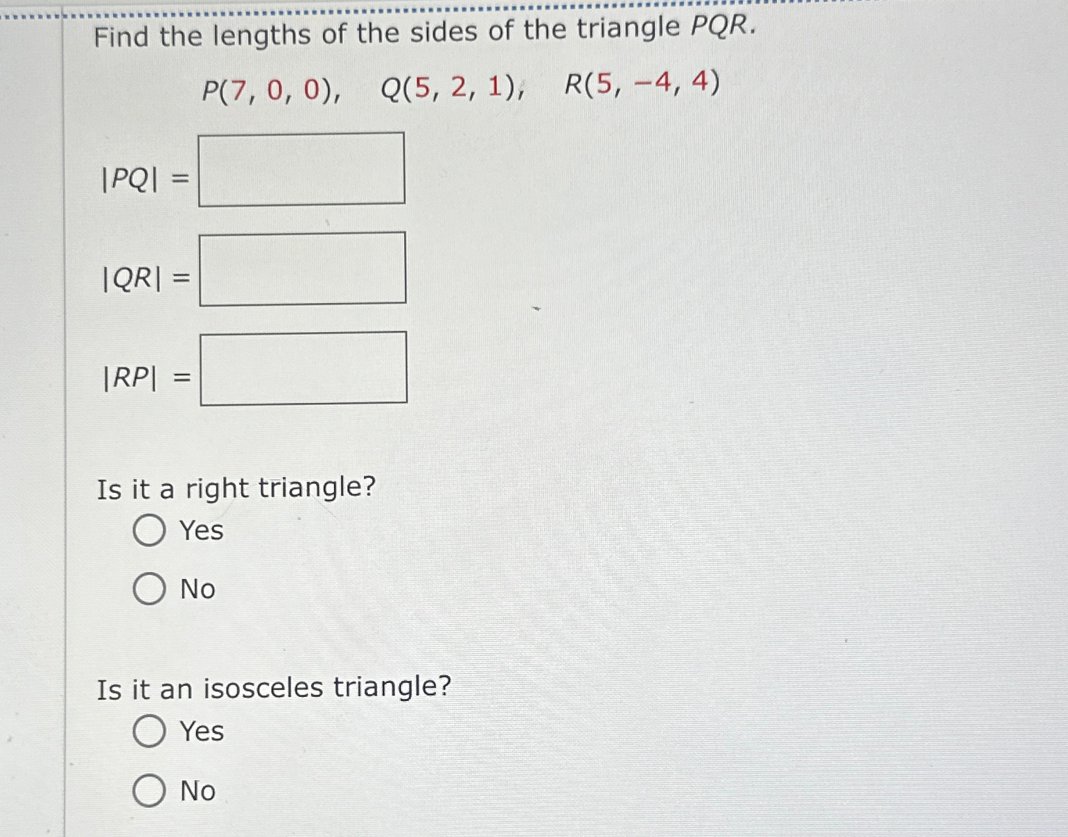 Solved Find the lengths of the sides of the triangle | Chegg.com