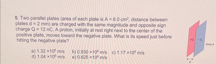 Solved 5. Two parallel plates (area of each plate is A=6.0 | Chegg.com