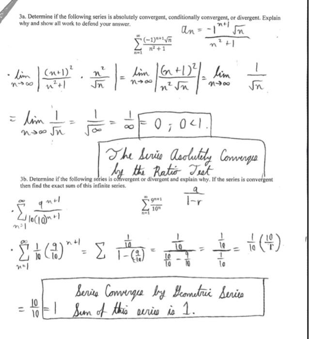 Solved 3a. Determine if the following series is absolutely | Chegg.com