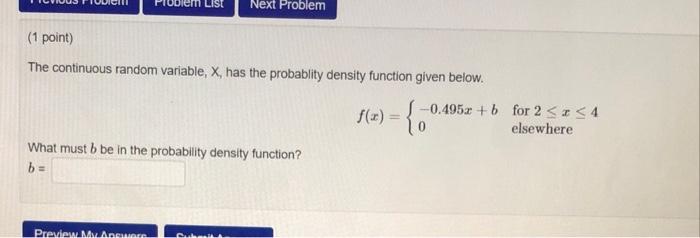 Solved The Continuous Random Variable X Has The Probablity 9561
