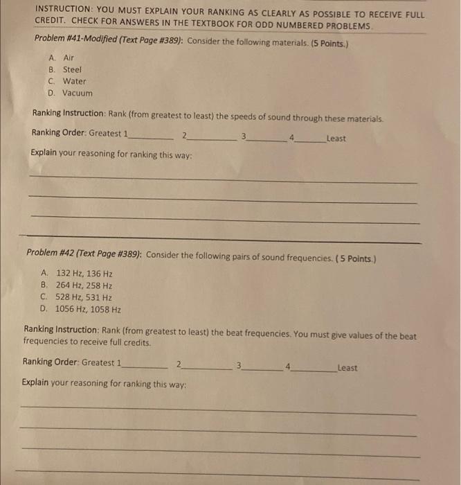 Solved INSTRUCTION YOU MUST EXPLAIN YOUR RANKING AS CLEARLY | Chegg.com