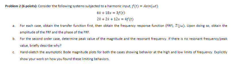 Consider the following systems subjected to a | Chegg.com