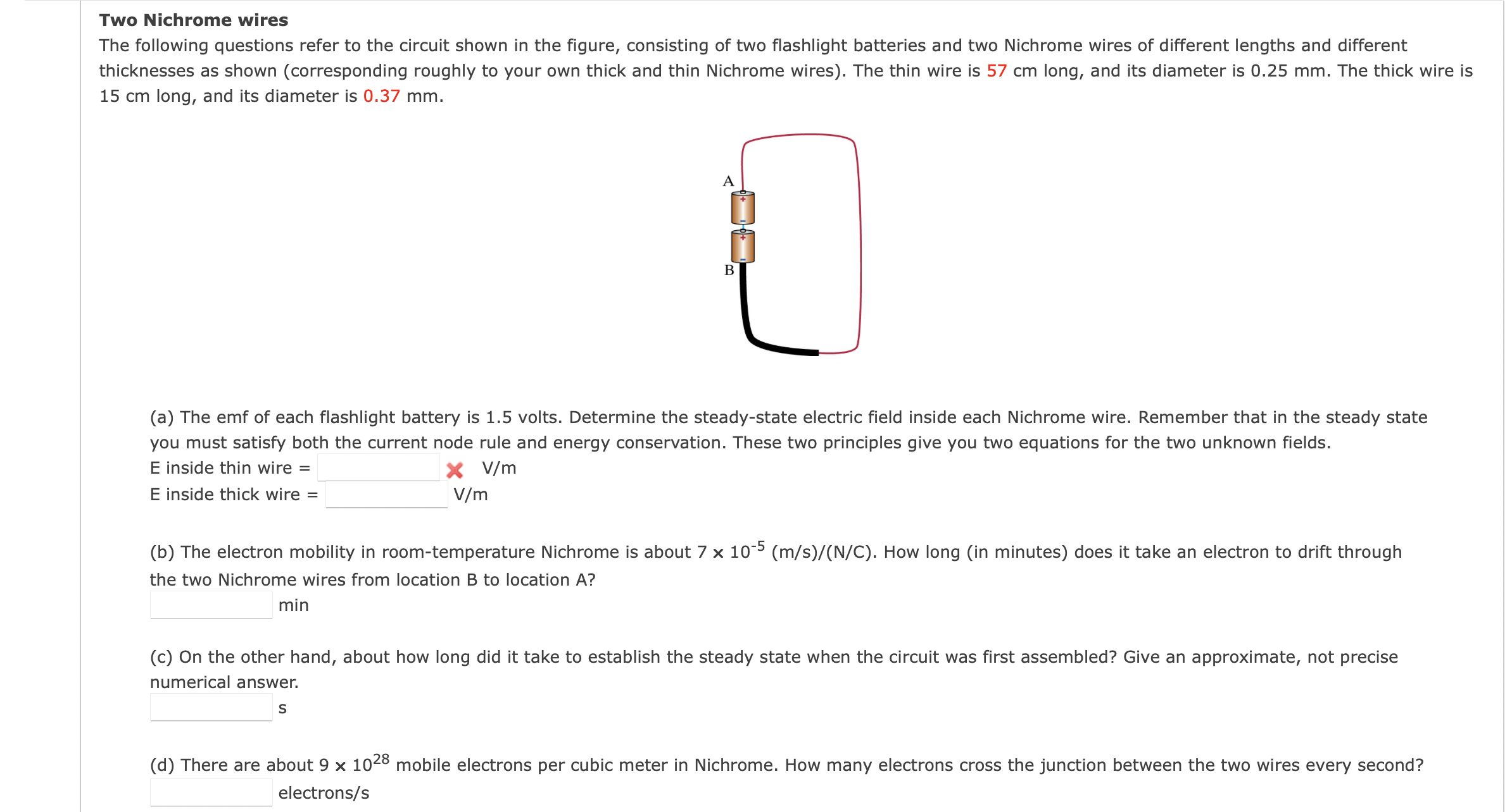 Solved Two Nichrome wires The following questions refer to | Chegg.com