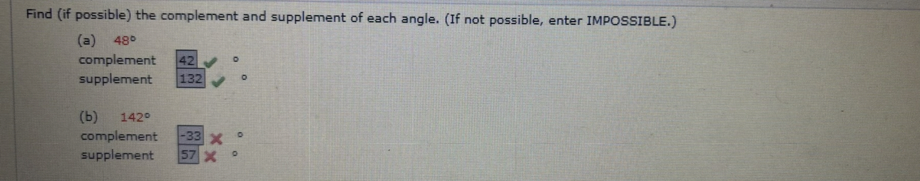 Solved Find (if possible) ﻿the complement and supplement of | Chegg.com