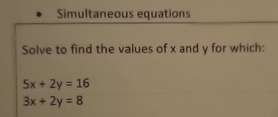 Solved Simultaneous equationsSolve to find the values of x | Chegg.com