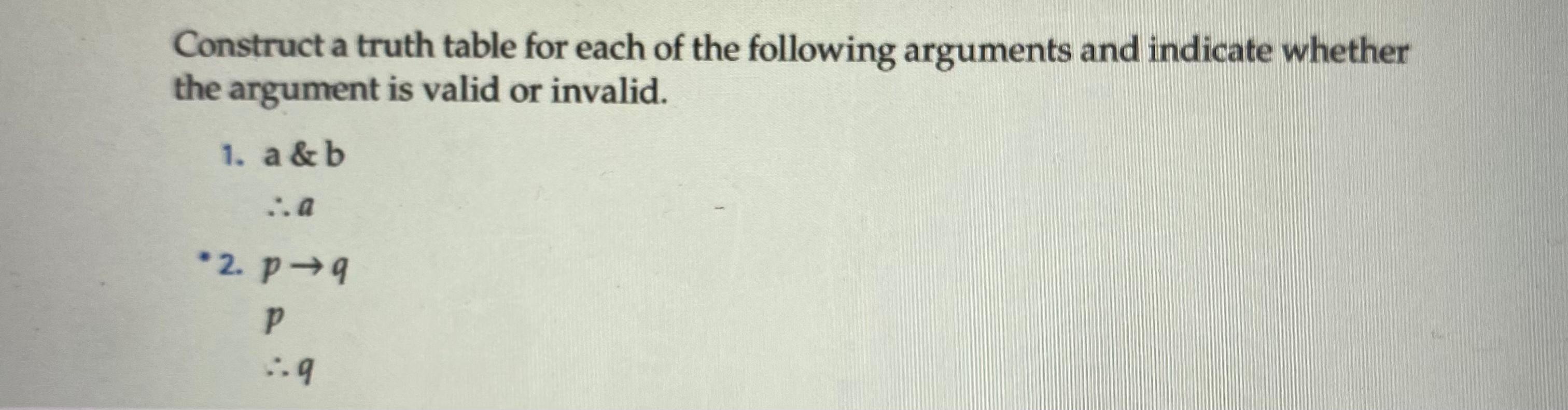 Construct a truth table for each of the following | Chegg.com