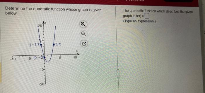 Solved Determine The Quadratic Function Whose Graph Is Given 5950