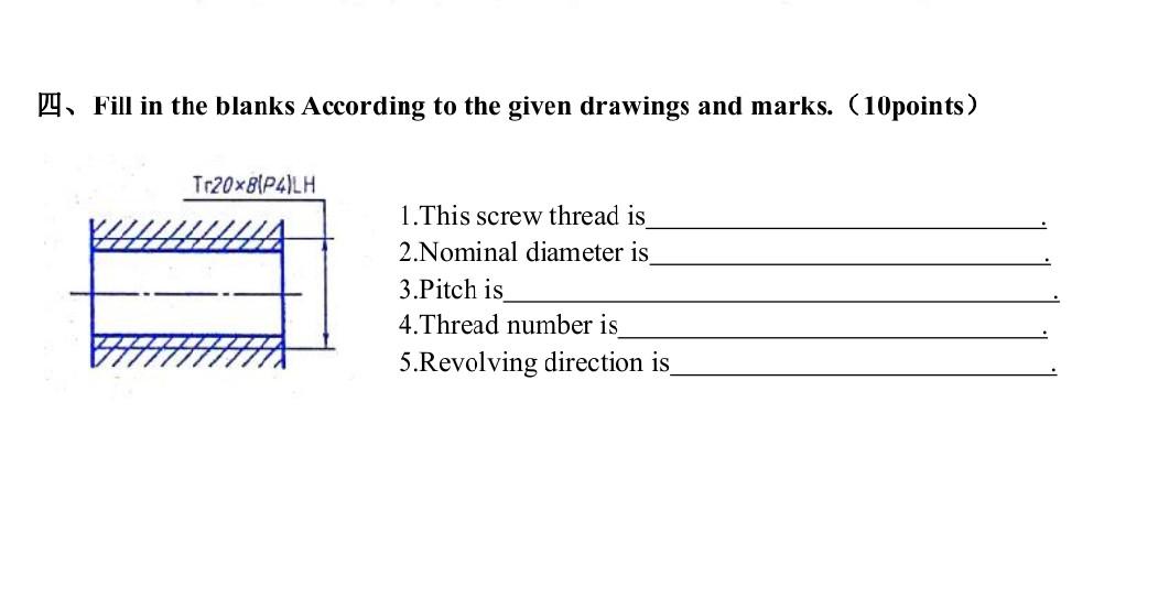Solved 四、Fill in the blanks According to the given drawings | Chegg.com