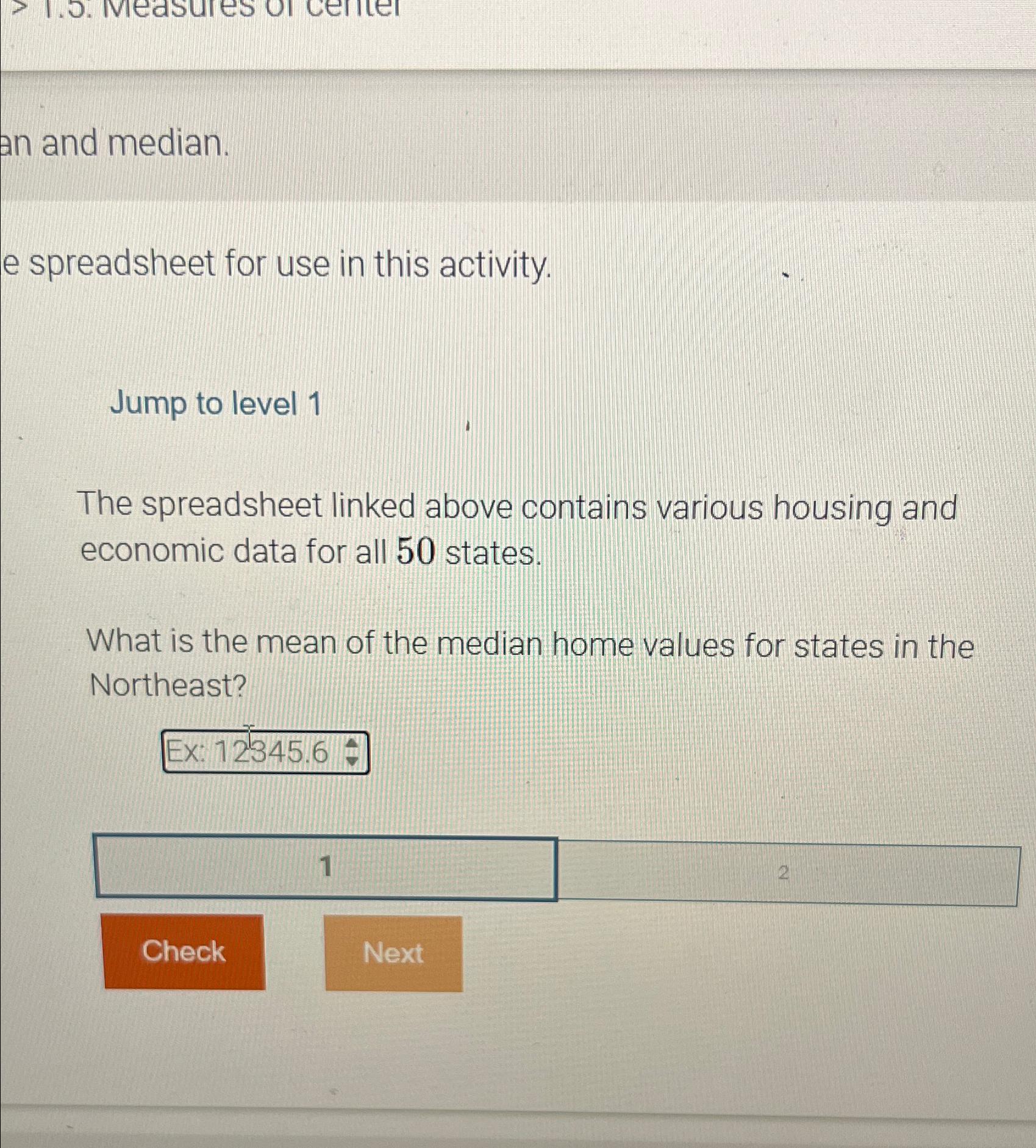 an and median.e spreadsheet for use in this | Chegg.com