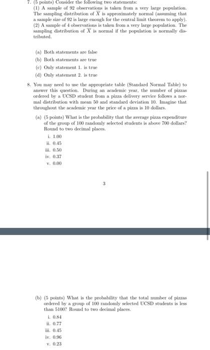 Solved 7. (5 points) Cotisider the following two statements- | Chegg.com