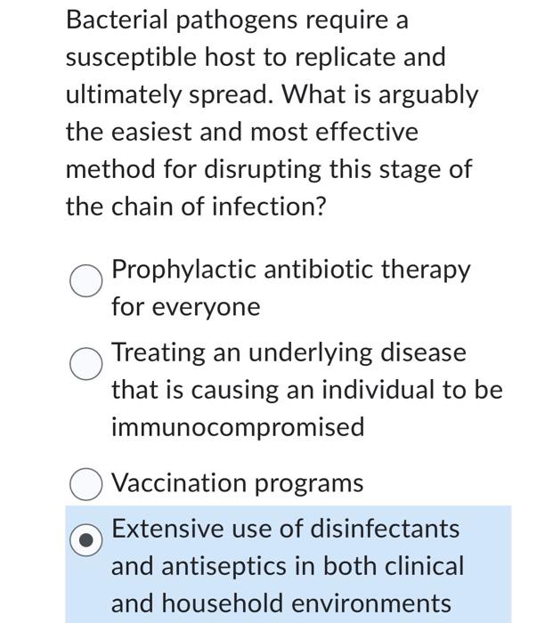 Solved Bacterial pathogens require a susceptible host to | Chegg.com