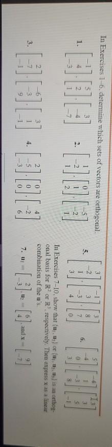Solved In Exercises 1-6. determine which sets of vectors are | Chegg.com