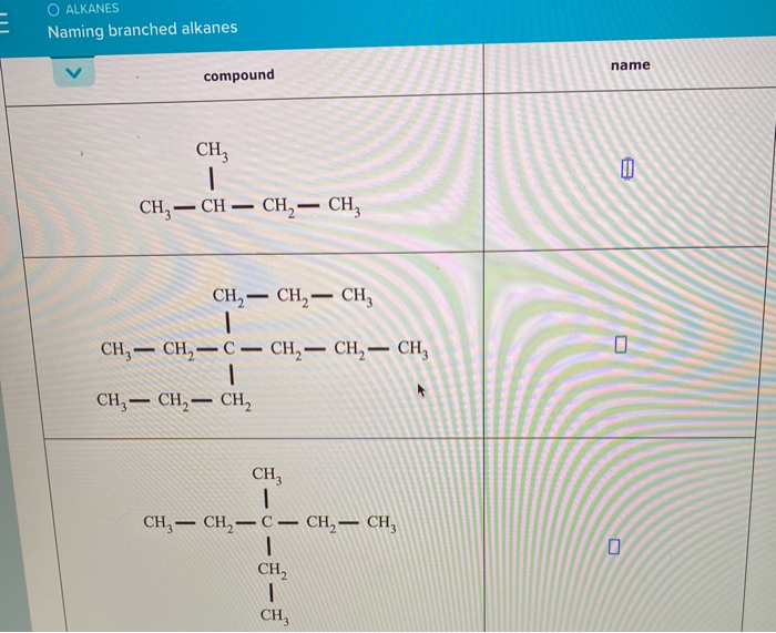 Solved ALKANES Naming branched alkanes name compound CH, , B | Chegg.com Solved ALKANES Naming branched alkanes name compound CH, , B | Chegg.com