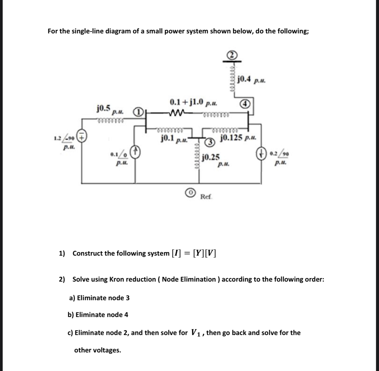 Solved For the single-line diagram of a small power system | Chegg.com