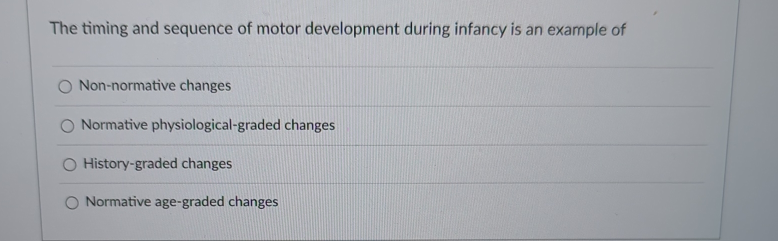 Solved The timing and sequence of motor development during | Chegg.com