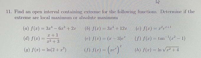 Solved Find an open interval containing extreme for the | Chegg.com