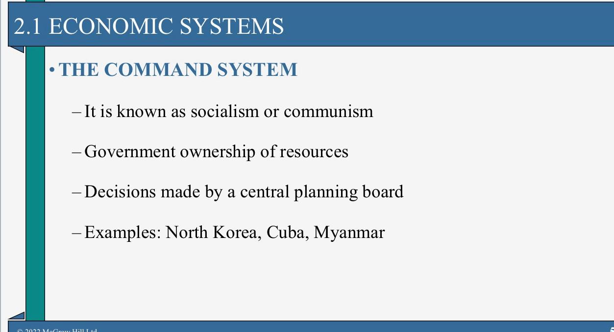 Solved 2.1 ﻿ECONOMIC SYSTEMSTHE COMMAND SYSTEMIt is known as | Chegg.com