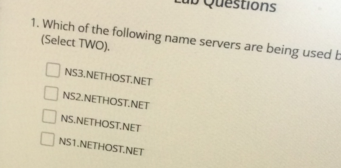 Solved Which of the following name servers are being used | Chegg.com