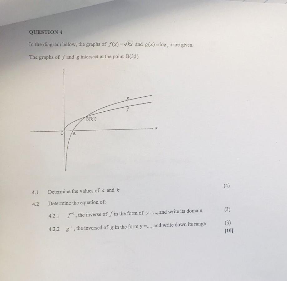 Solved In the diagram below, the graphs of f(x)=kx and | Chegg.com