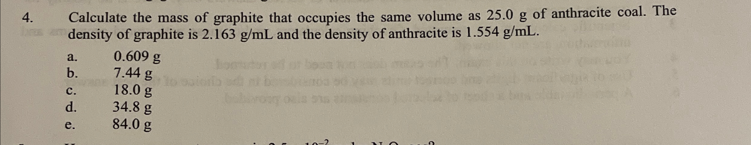 Calculate the mass of graphite that occupies the same | Chegg.com