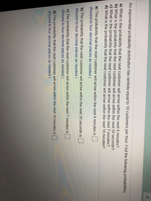 Solved An exponential probability distribution has lambda | Chegg.com