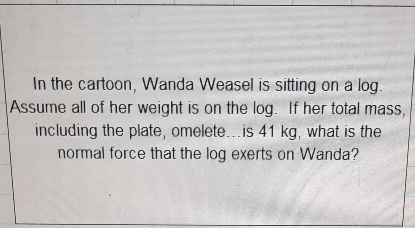 Solved In the cartoon, Wanda Weasel is sitting on a log. | Chegg.com