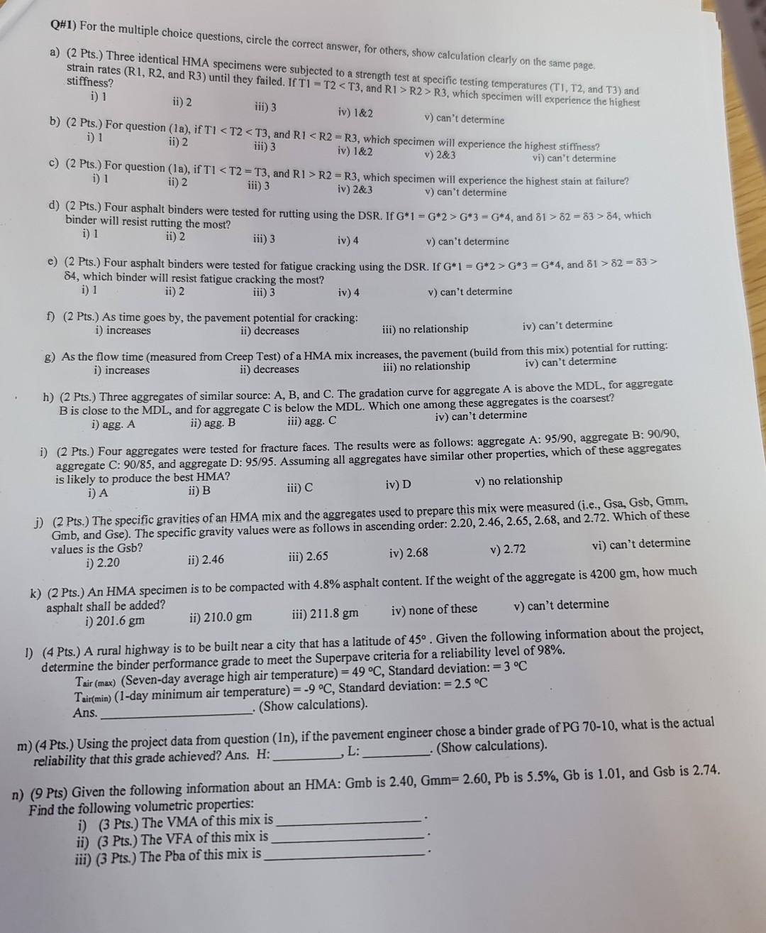 Solved Q\#1) For the multiple choice questions, circle the | Chegg.com
