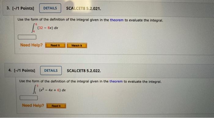 Solved 3. [-/1 Points) DETAILS SCALCET8 5.2.021. Use the | Chegg.com