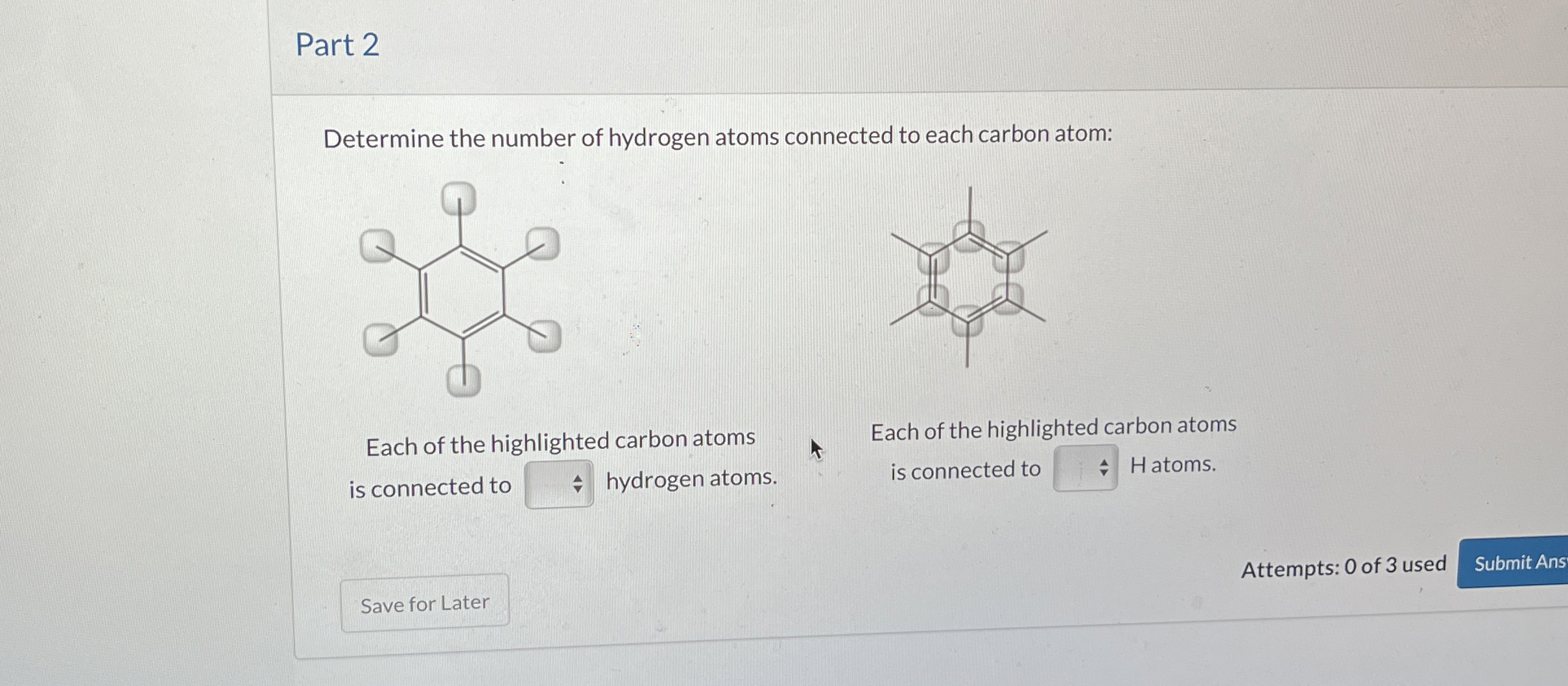Solved Part 2Determine the number of hydrogen atoms | Chegg.com