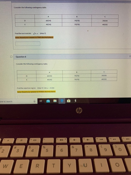 Solved Consider the following contingency table. A B C D | Chegg.com