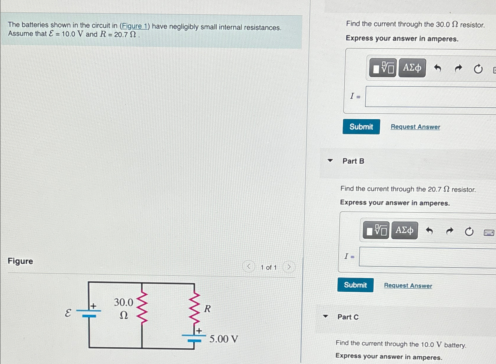 Solved The batteries shown in the circuit in (Figure 1) | Chegg.com