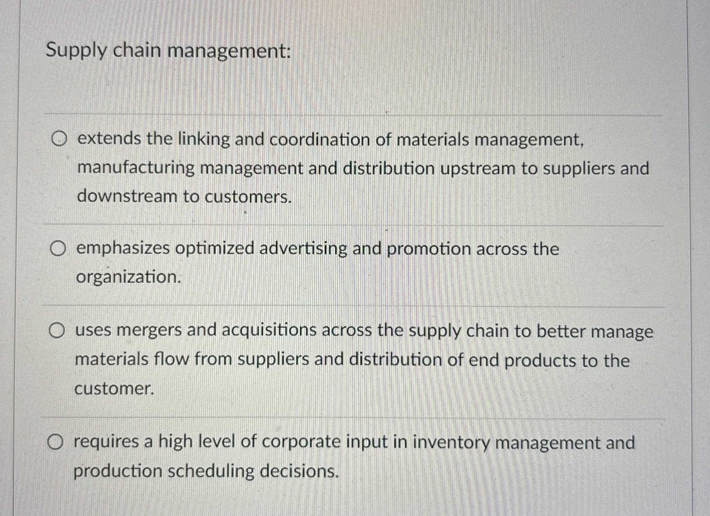Solved Supply chain management:extends the linking and | Chegg.com