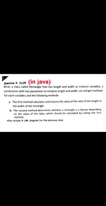 Solved Question 4 aos (in java) Write a class called | Chegg.com