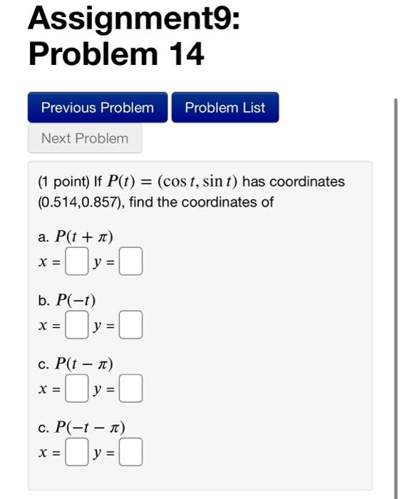 Solved Assignmento: Problem 13 Previous Problem Problem List | Chegg.com