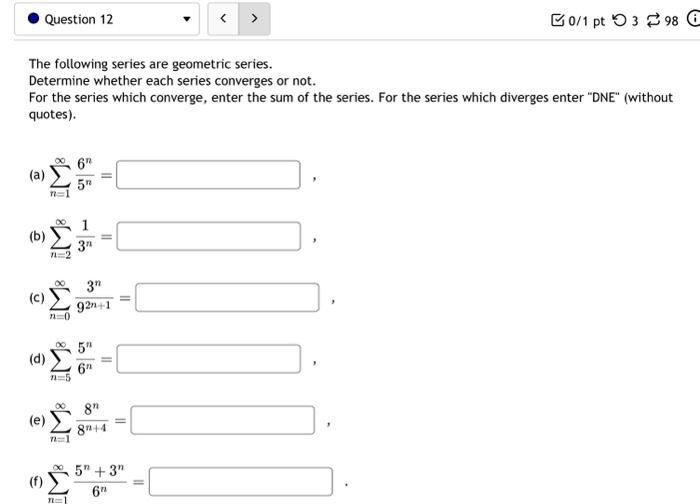 Solved The following series are geometric series. Determine | Chegg.com Solved The following series are geometric series. Determine | Chegg.com