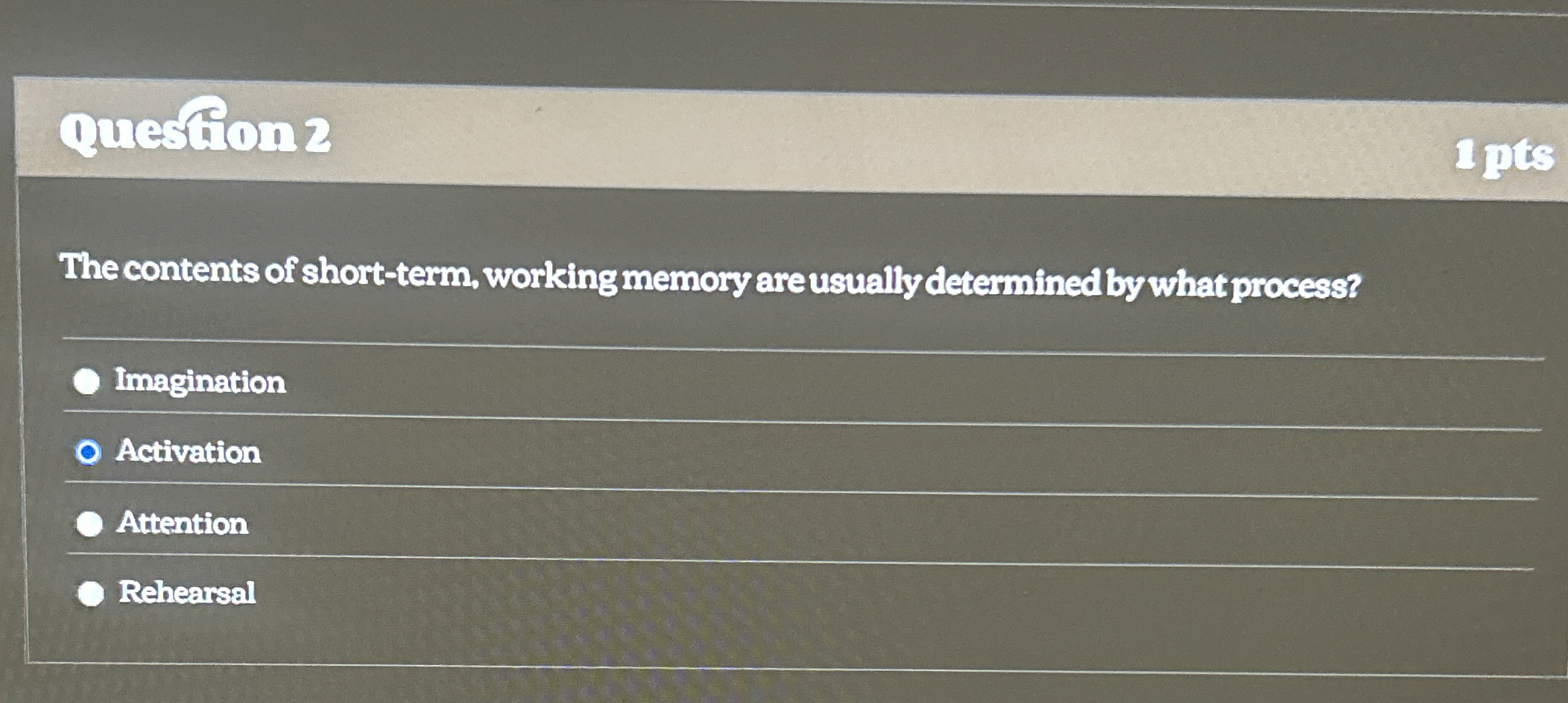 aucstion 2ptsThe contents of short-term, working | Chegg.com