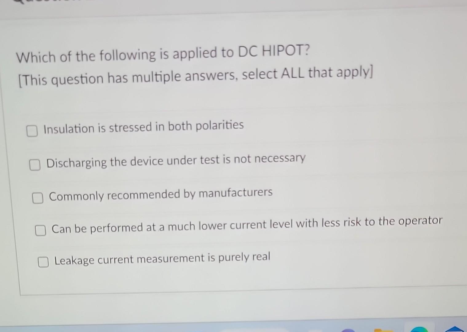 Solved Which Of The Following Is Applied To DC HIPOT This Chegg solved-which-of-the-following-is-applied-to-dc-hipot-this-chegg