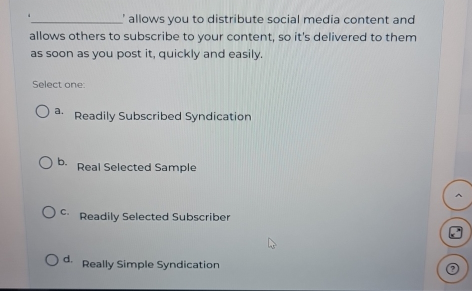 Solved allows you to distribute social media content and | Chegg.com
