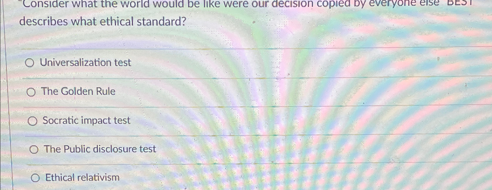Solved Consider what the world would be like were our | Chegg.com