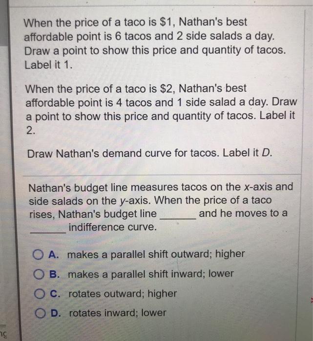 Solved When the price of a taco is $1, Nathan's best | Chegg.com