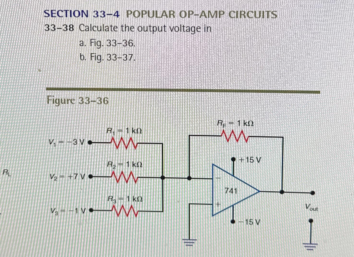 Solved SECTION 33-4 ﻿POPULAR OP-AMP CIRCUITS 33-38 | Chegg.com