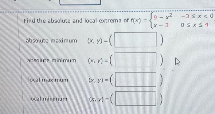 Solved Find the absolute and local extrema of | Chegg.com