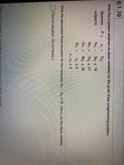 Solved 6.1.19 Write the e-system obtained via slack | Chegg.com